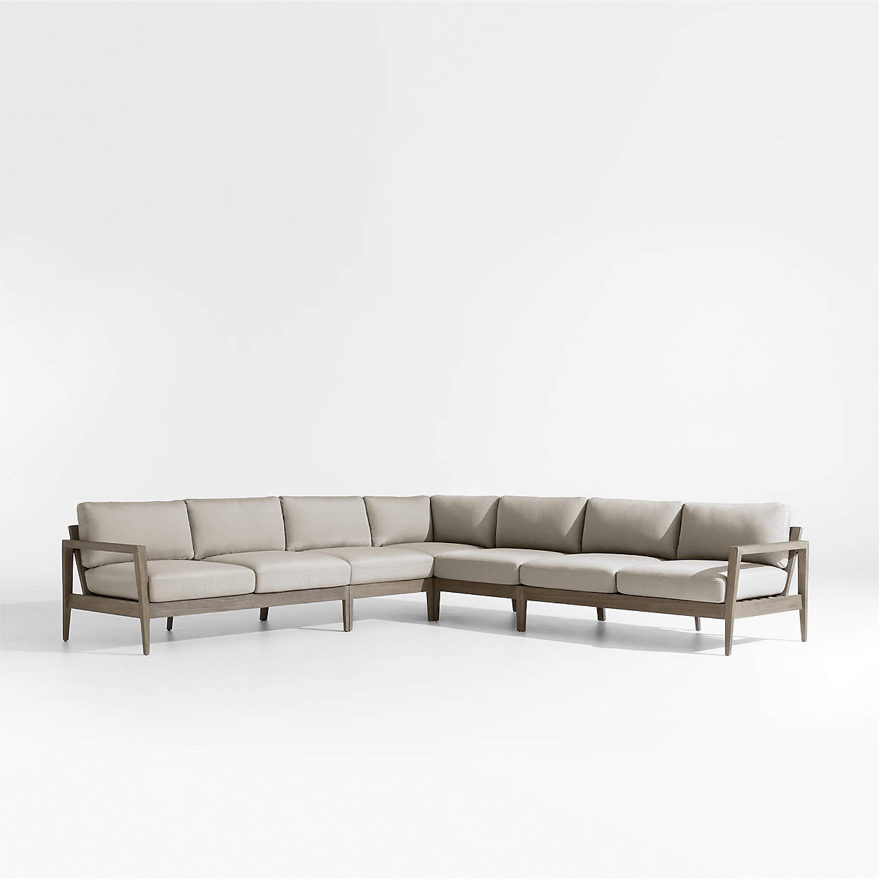 Andorra Weathered Grey Wood 5-Piece L-Shaped Outdoor Sectional Sofa ...