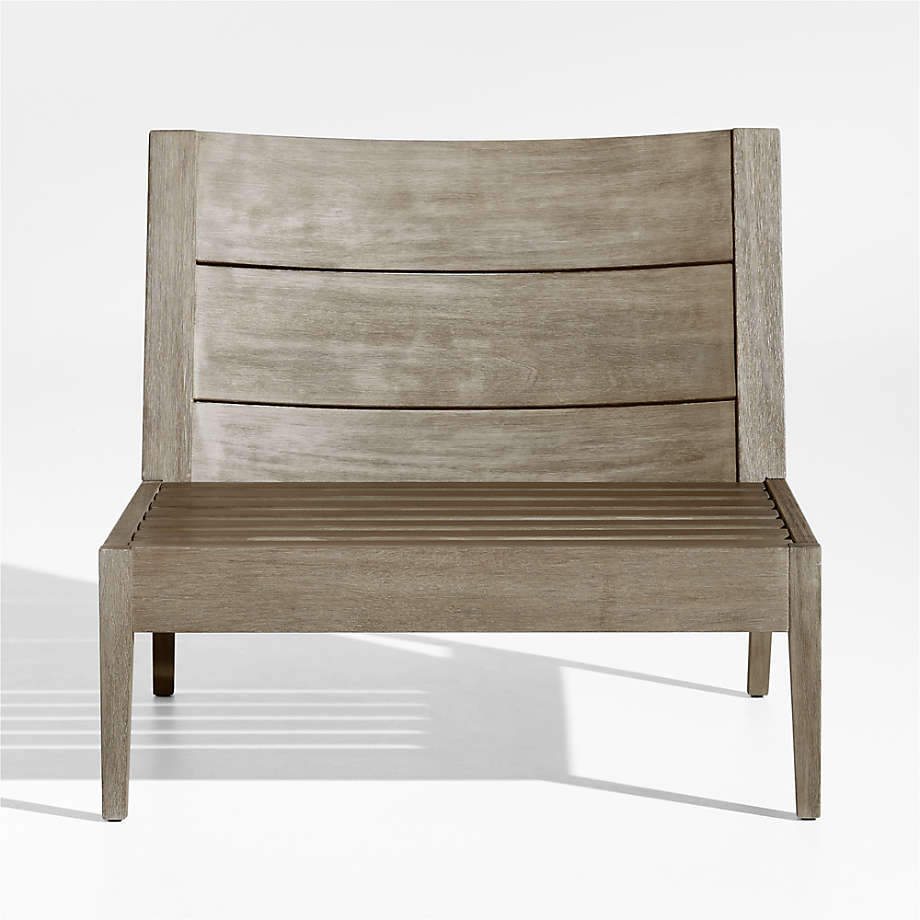Andorra Weathered Grey Wood Outdoor Armless Chair Frame | Crate & Barrel