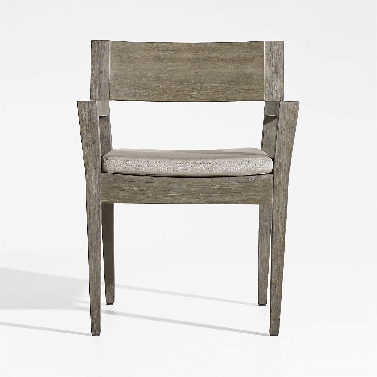 Andorra Weathered Grey Wood Outdoor Dining Chair with Taupe Cushion ...