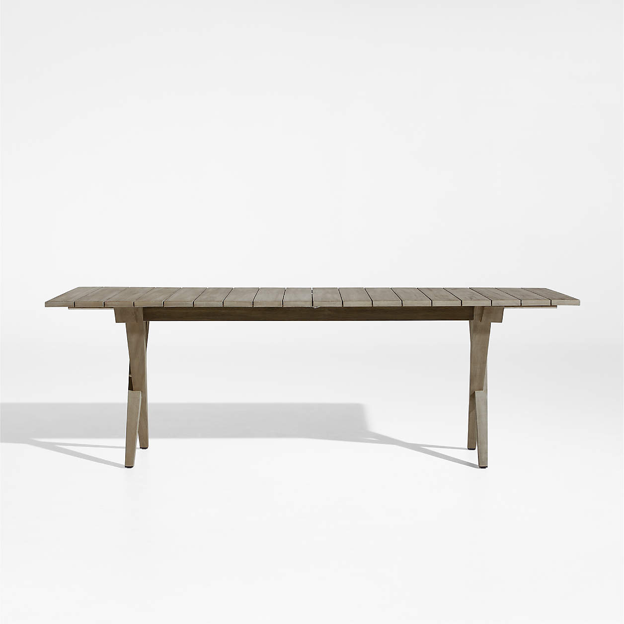 Andorra 91"-112" Weathered Grey Wood Outdoor Extendable Dining Table | Crate & Barrel