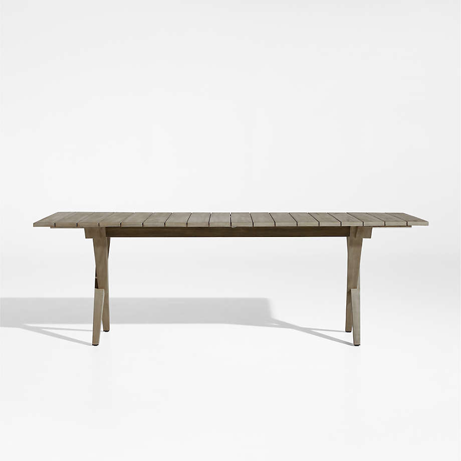 Andorra 91"-112" Weathered Grey Wood Outdoor Extendable Dining Table ...