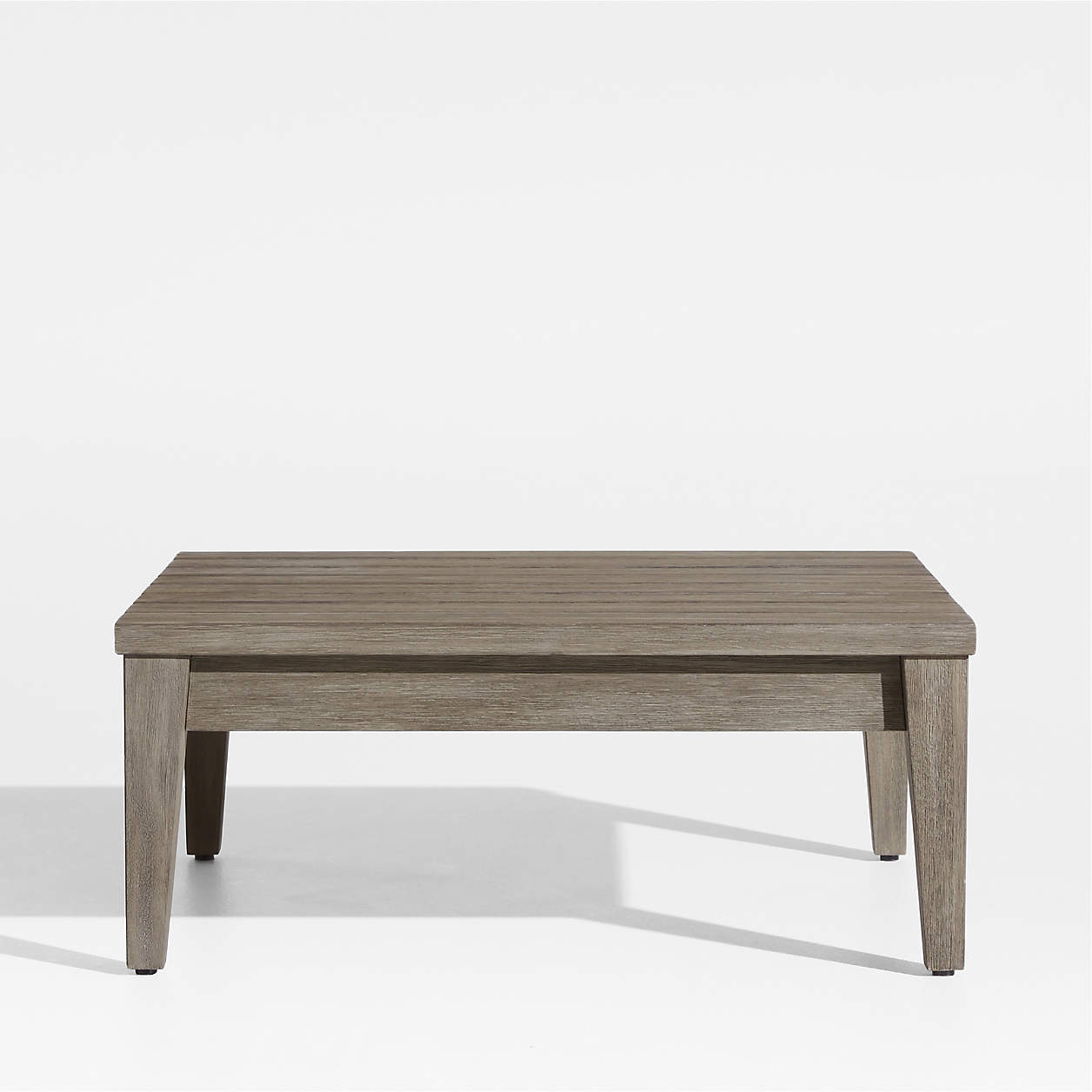 Andorra Weathered Grey Wood Outdoor Ottoman with Henna Red Sunbrella ...