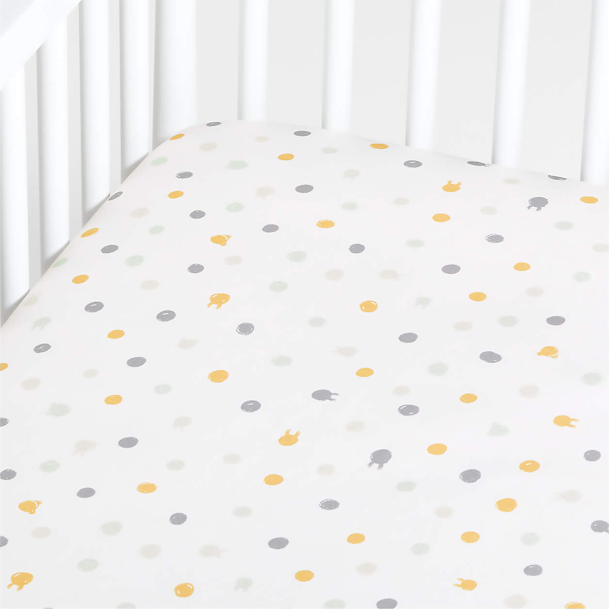Animal Dot Modern Organic Yellow Baby Crib Fitted Sheet + Reviews ...