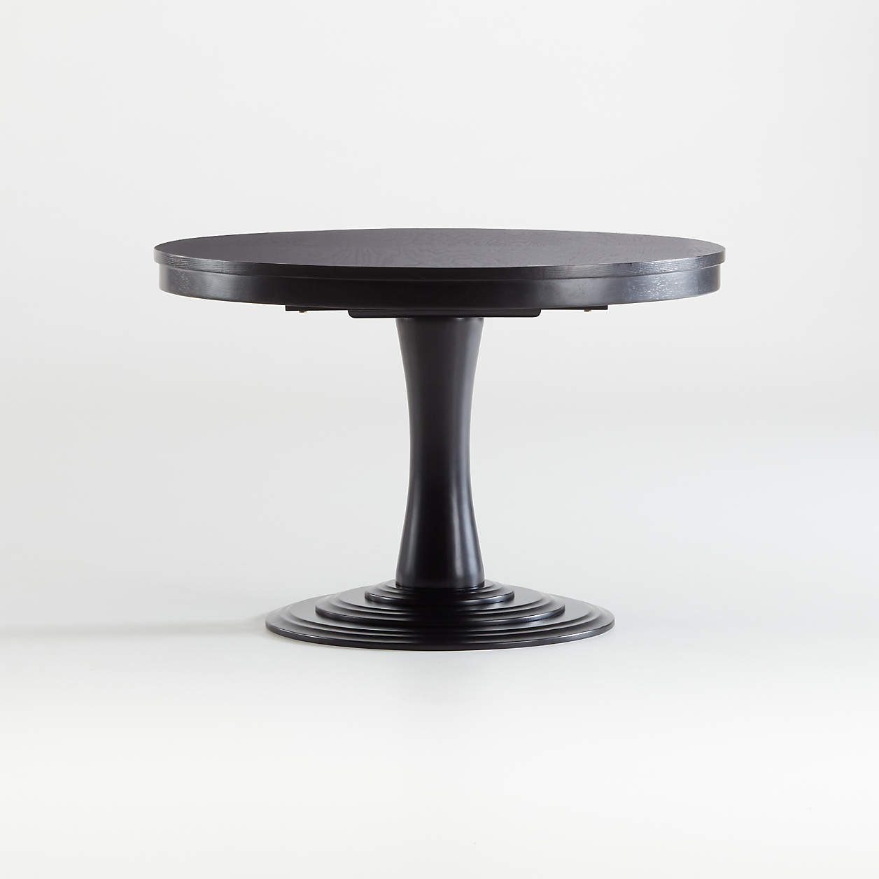 Aniston Black 45" Round Extension Dining Table | Crate & Barrel