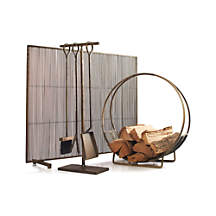 Antiqued Brass Log Holder + Reviews | Crate & Barrel