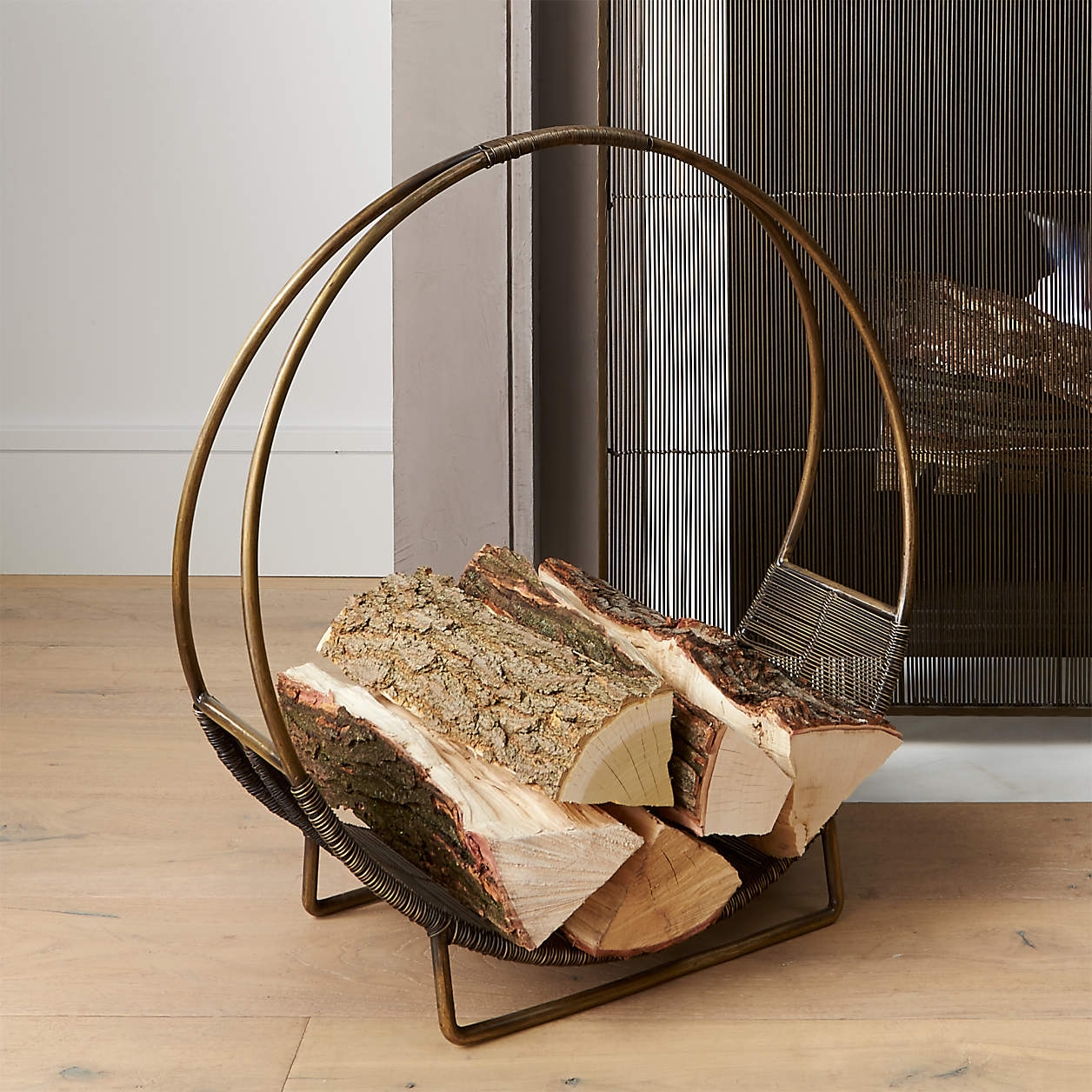 Antiqued Brass Log Holder + Reviews | Crate & Barrel Canada