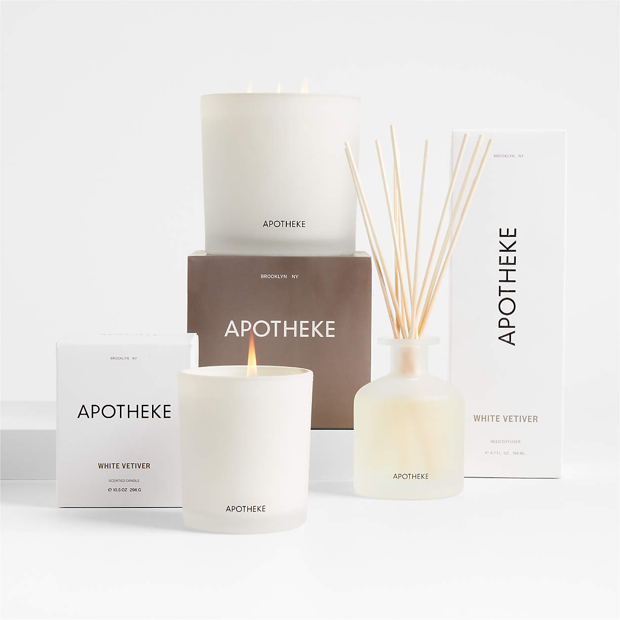 Apotheke White Vetiver Scented Candles and Diffuser | Crate & Barrel