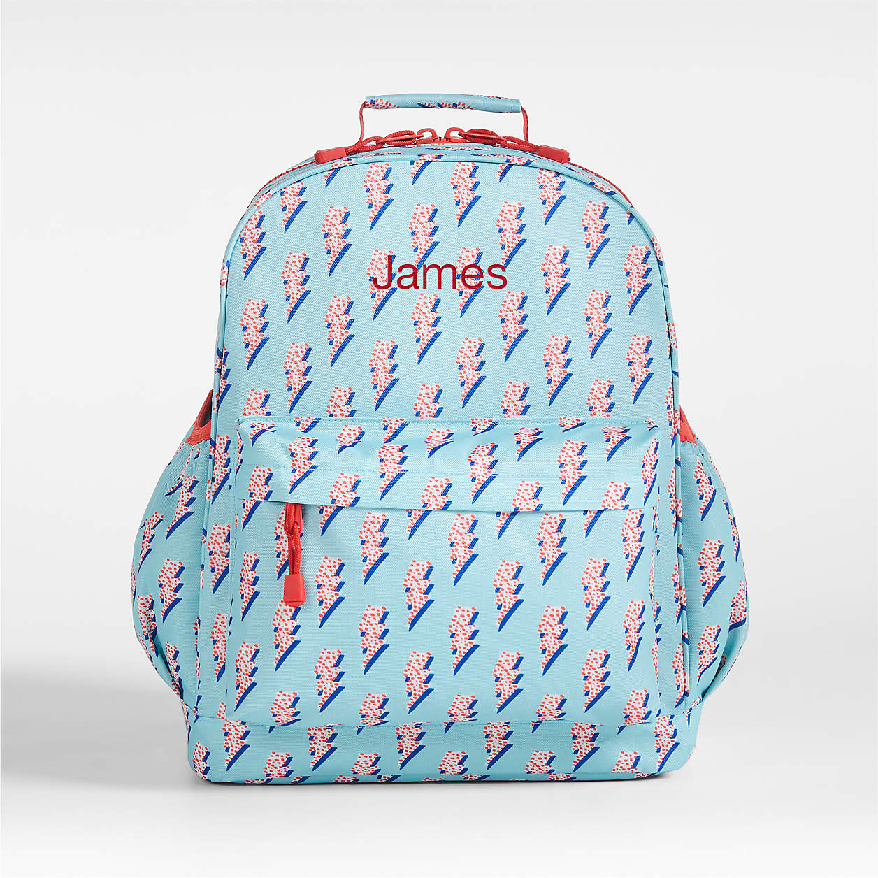 Lightning Bolts Large Aqua Kids Personalized Backpack for School ...