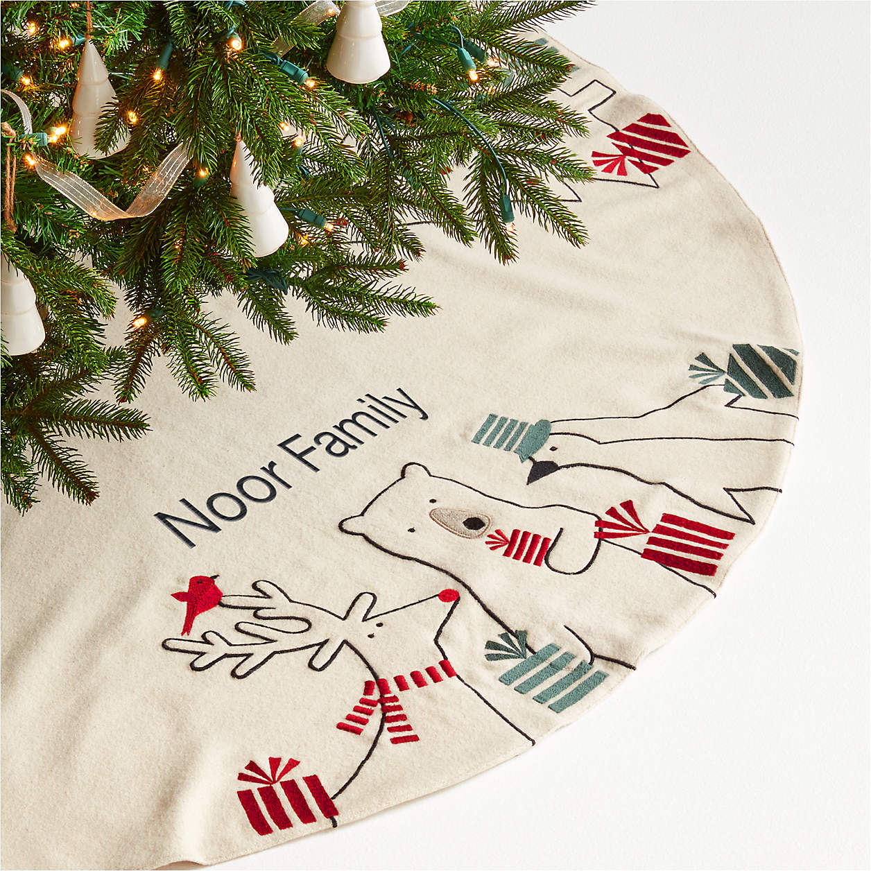 Arctic Friends Wool Christmas Tree Skirt by Joan Anderson | Crate & Barrel