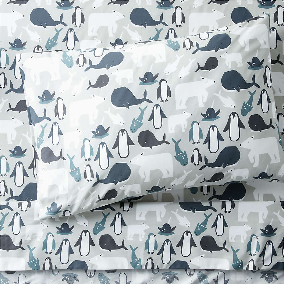 Arctic Animals Organic Cotton Percale Kids Twin Sheet Set | Crate & Kids