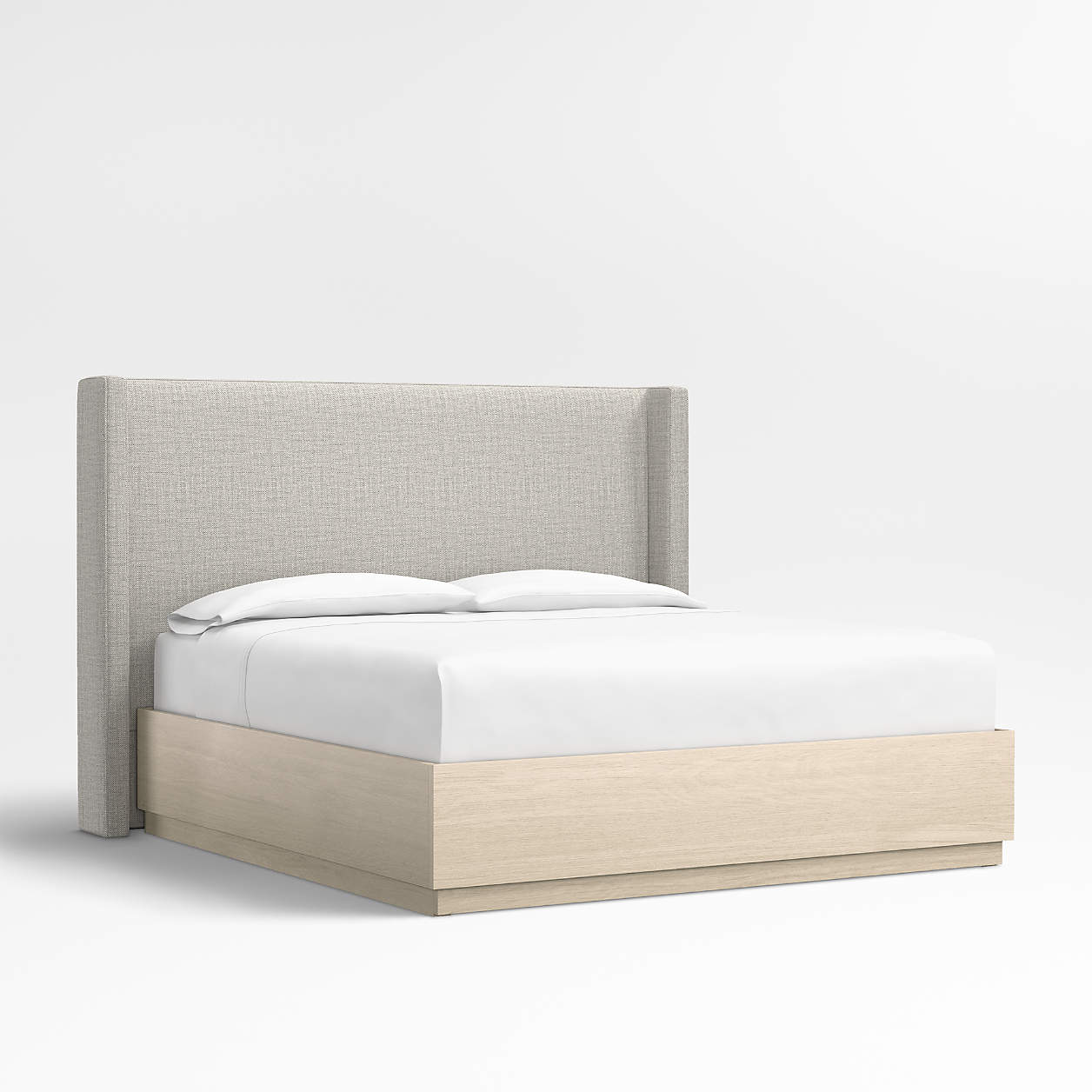 Arden 60" Weave Mist Grey Upholstered King Headboard with Batten White ...