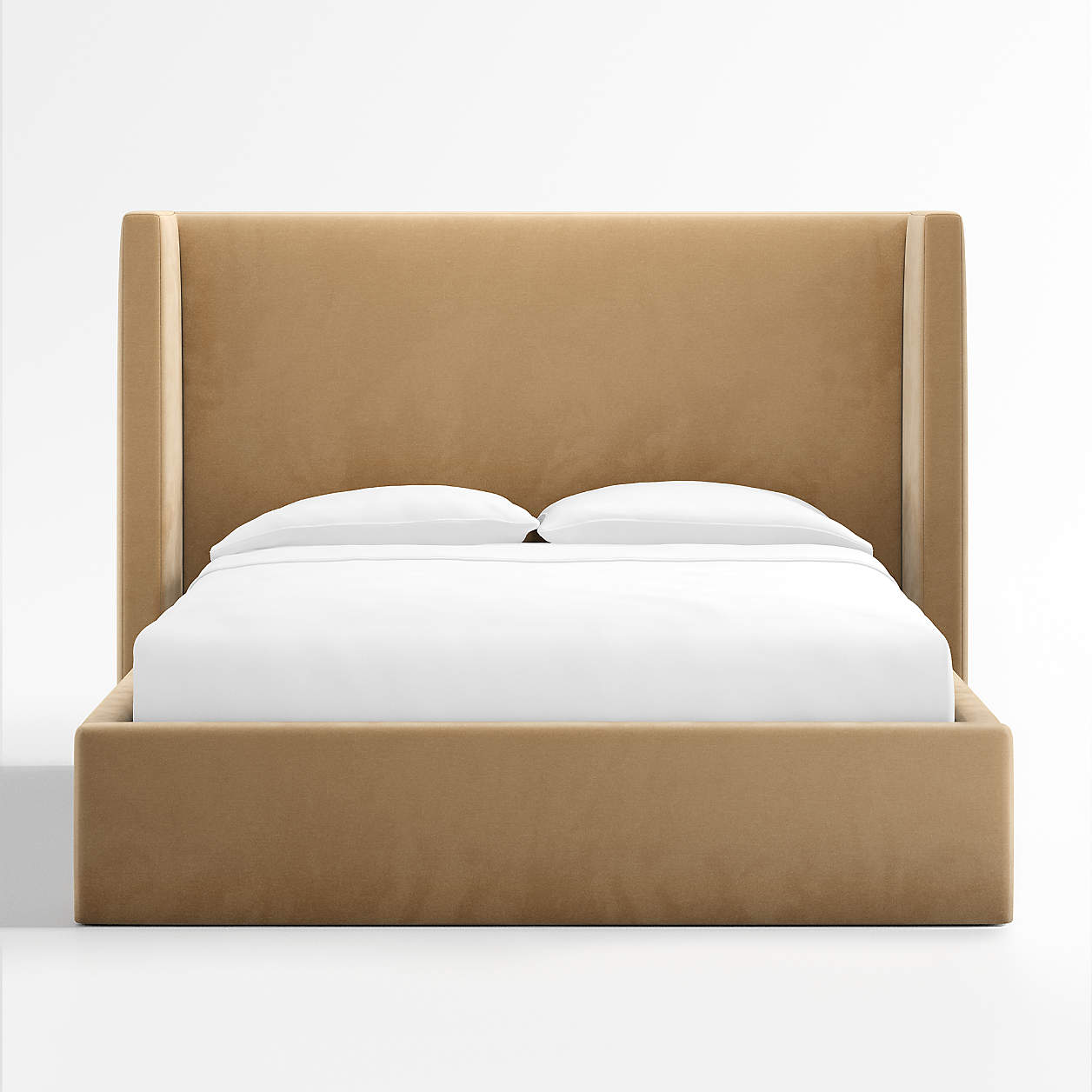 Arden Camel Brown Upholstered Bed with 52" Headboard | Crate & Barrel