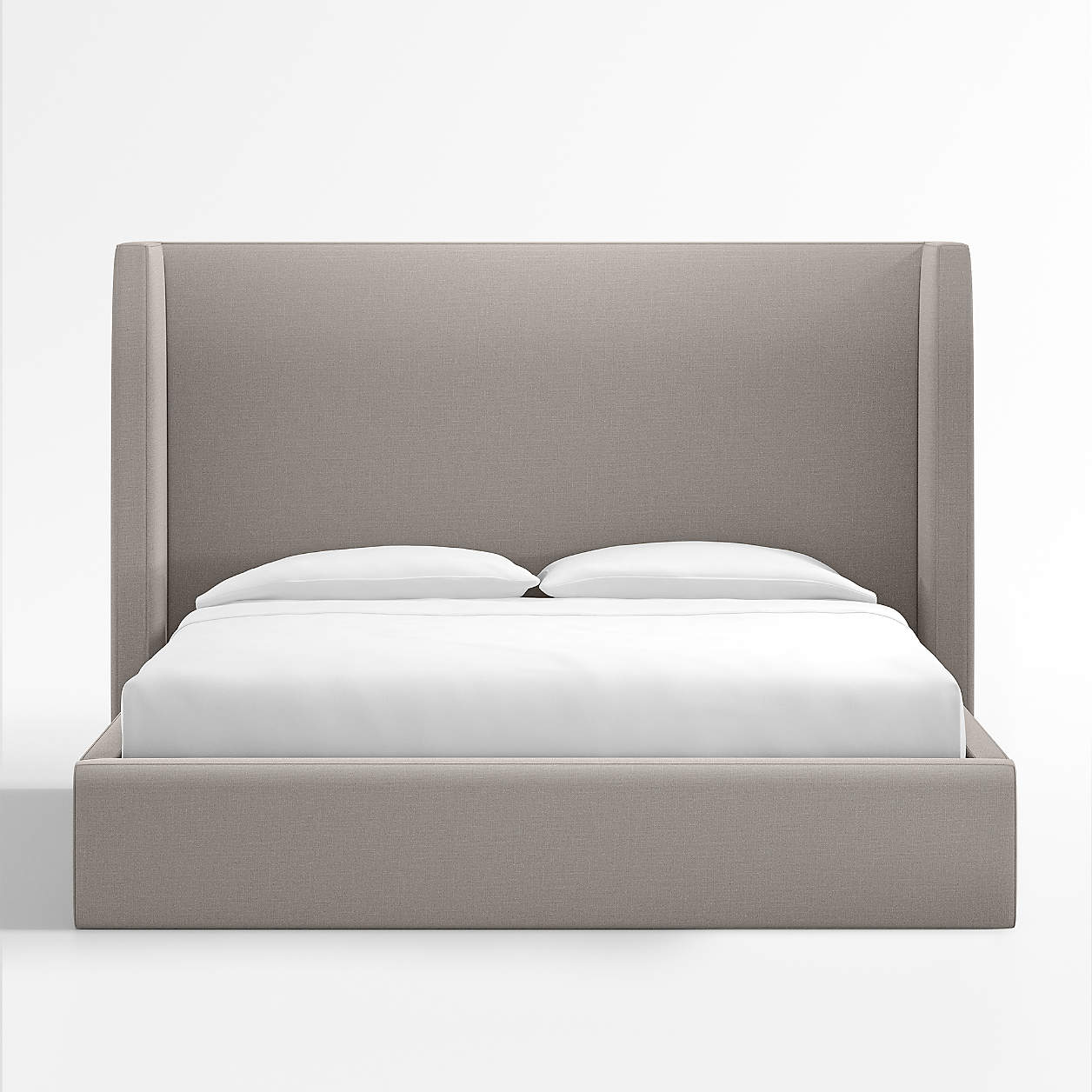 Arden Linen Graphite Grey Upholstered King Bed with Tall Headboard ...