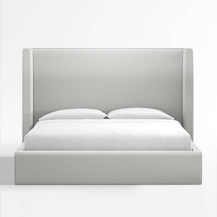 Arden Linen Oyster Grey Upholstered King Bed with 60" Headboard | Crate ...