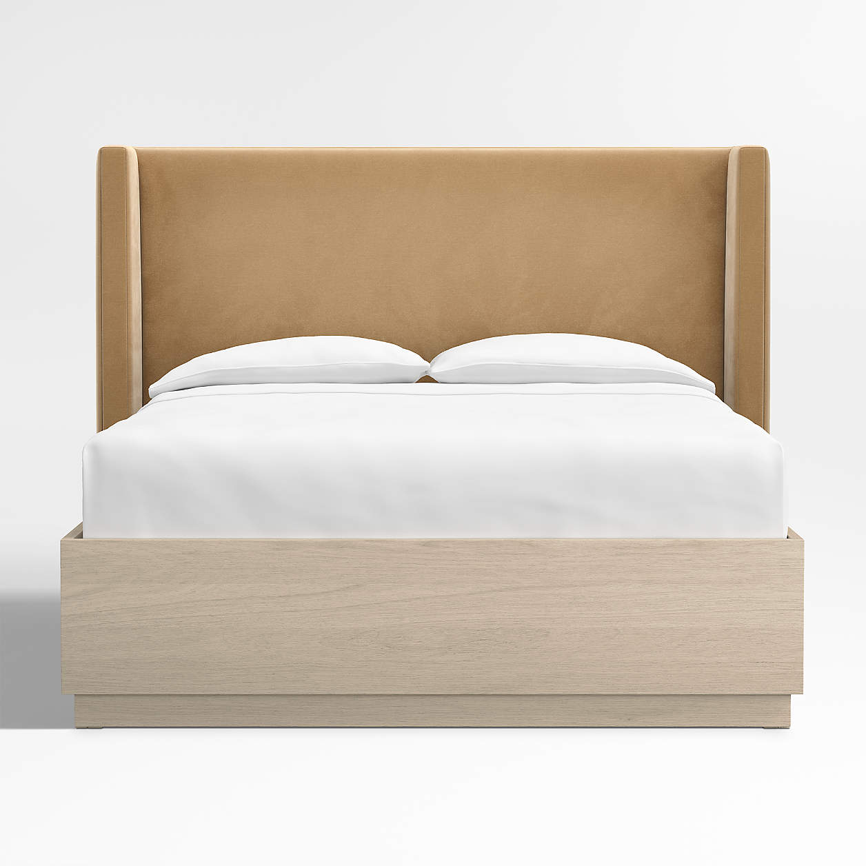 Arden 52" Velvet Camel Brown Upholstered Queen Headboard with Batten ...