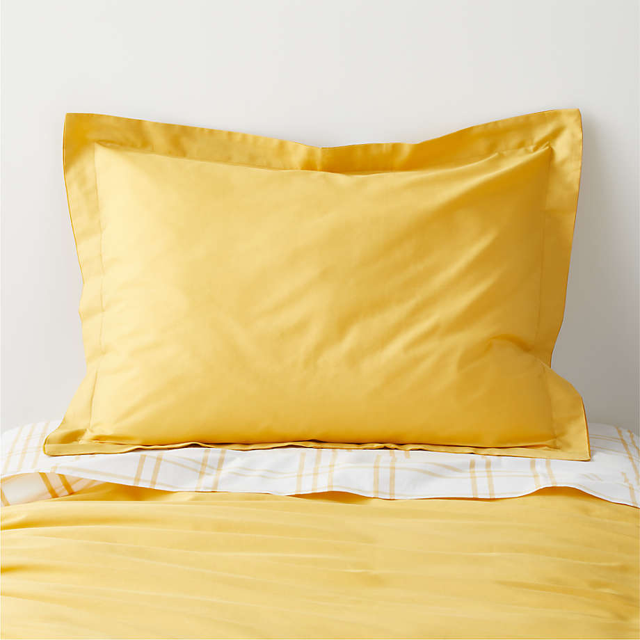 Ari Modern Organic Brushed Cotton Yellow Kids Pillow Sham | Crate & Kids