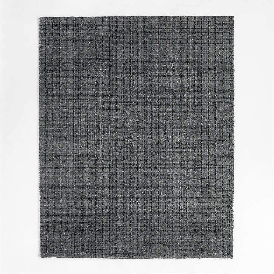 Arles Wool Raised Pattern Indigo Blue Area Rug 8'x10' | Crate & Barrel