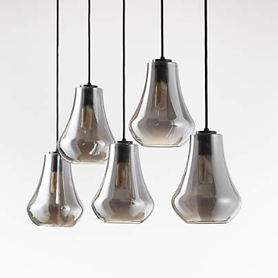 Arren Black 5-Light Linear Pendant with Teardrop Clear Glass Shades ...