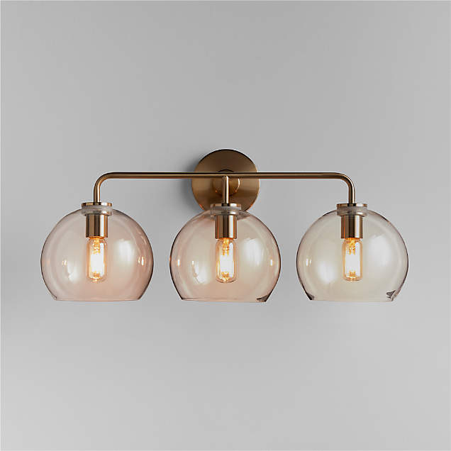 Dakota Brass 3-Light Wall Sconce with Clear Glass Dome | Crate & Barrel