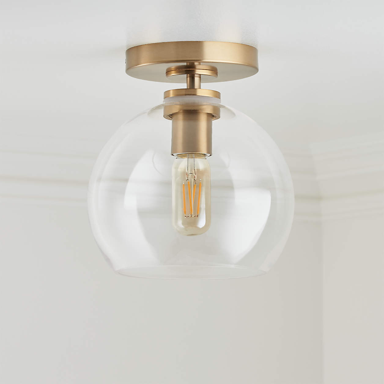 Arren Brass Flush Mount Light with Clear Round Shade + Reviews | Crate ...