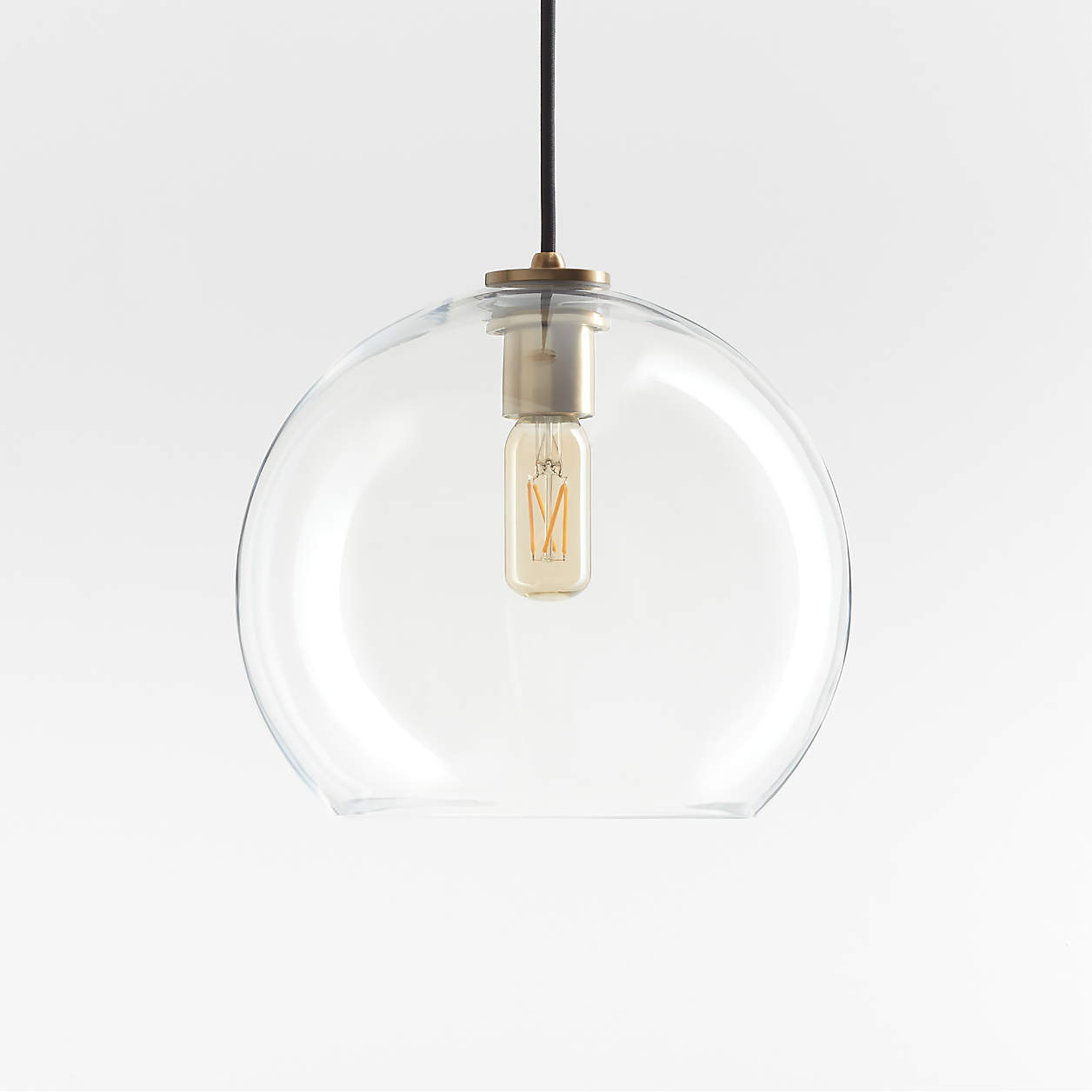 Arren Brass Single Pendant Light with Large Round Clear Glass Shade ...