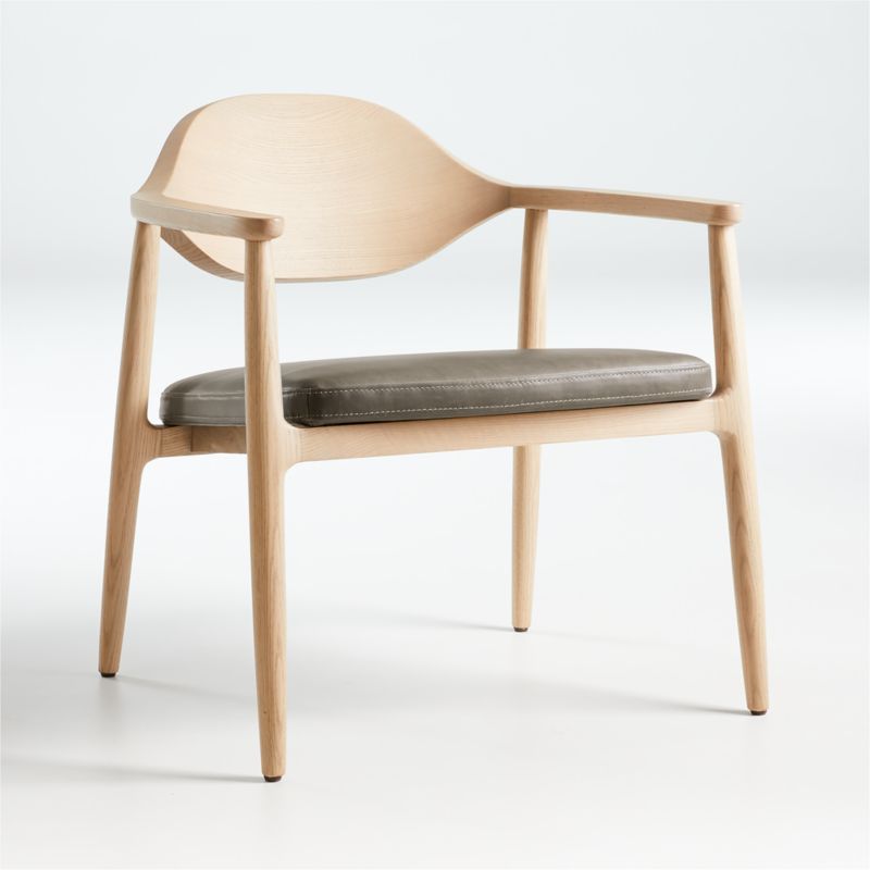 Arris Leather Exposed Wood Chair + Reviews | Crate & Barrel