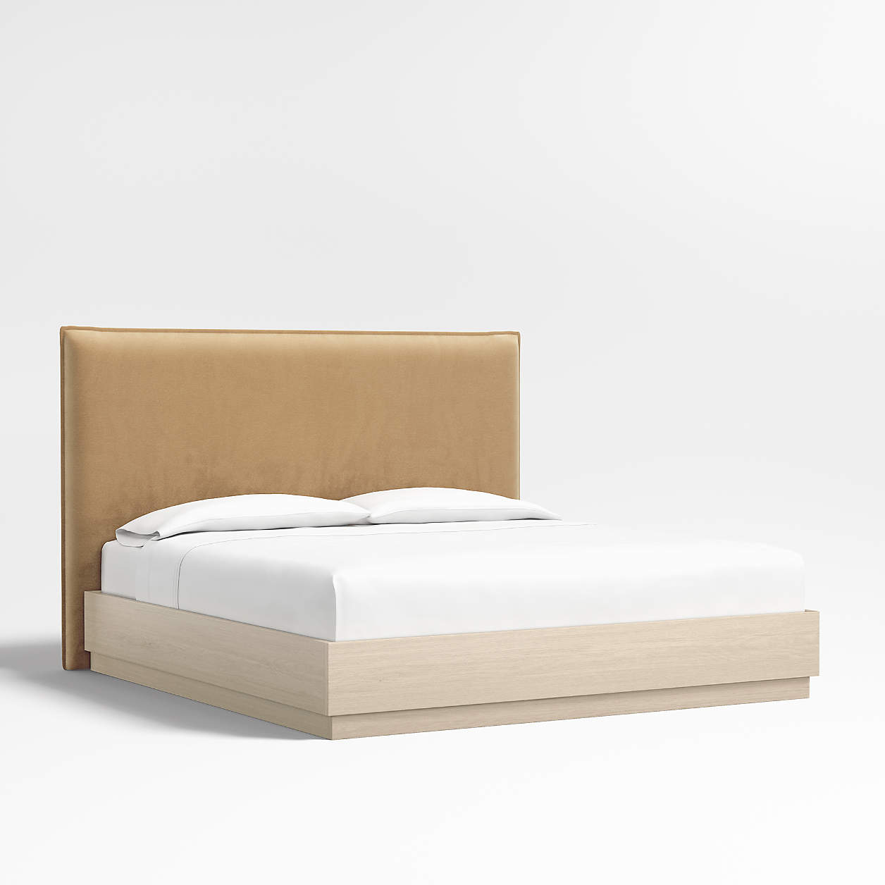 Arvada 54" Velvet Camel Brown Upholstered King Headboard with Batten ...