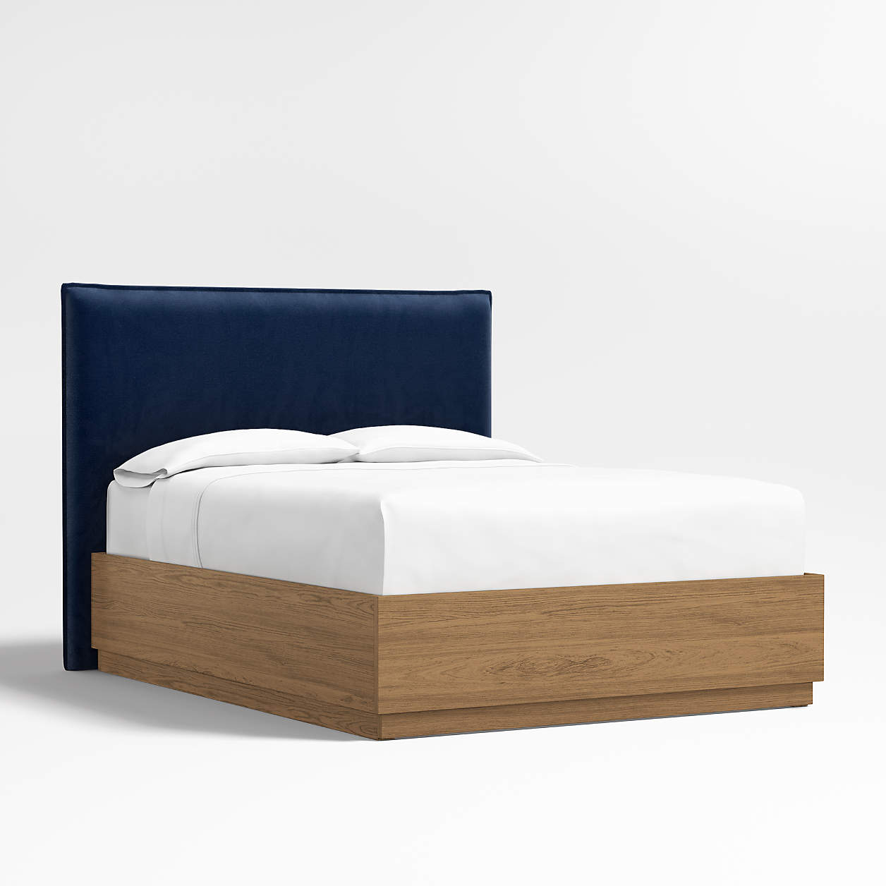 Arvada 54" Velvet Navy Upholstered Queen Headboard with Batten Brown ...