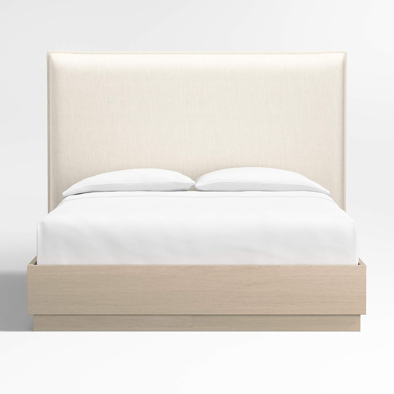 Arvada 54" Linen Ivory Upholstered Queen Headboard with Batten White ...