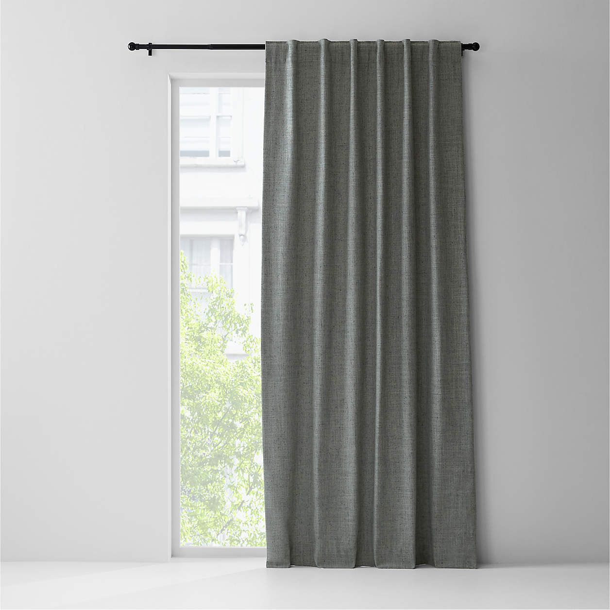 Ashbery Pebble Grey Window Curtain Panel 52"x96" + Reviews | Crate & Barrel