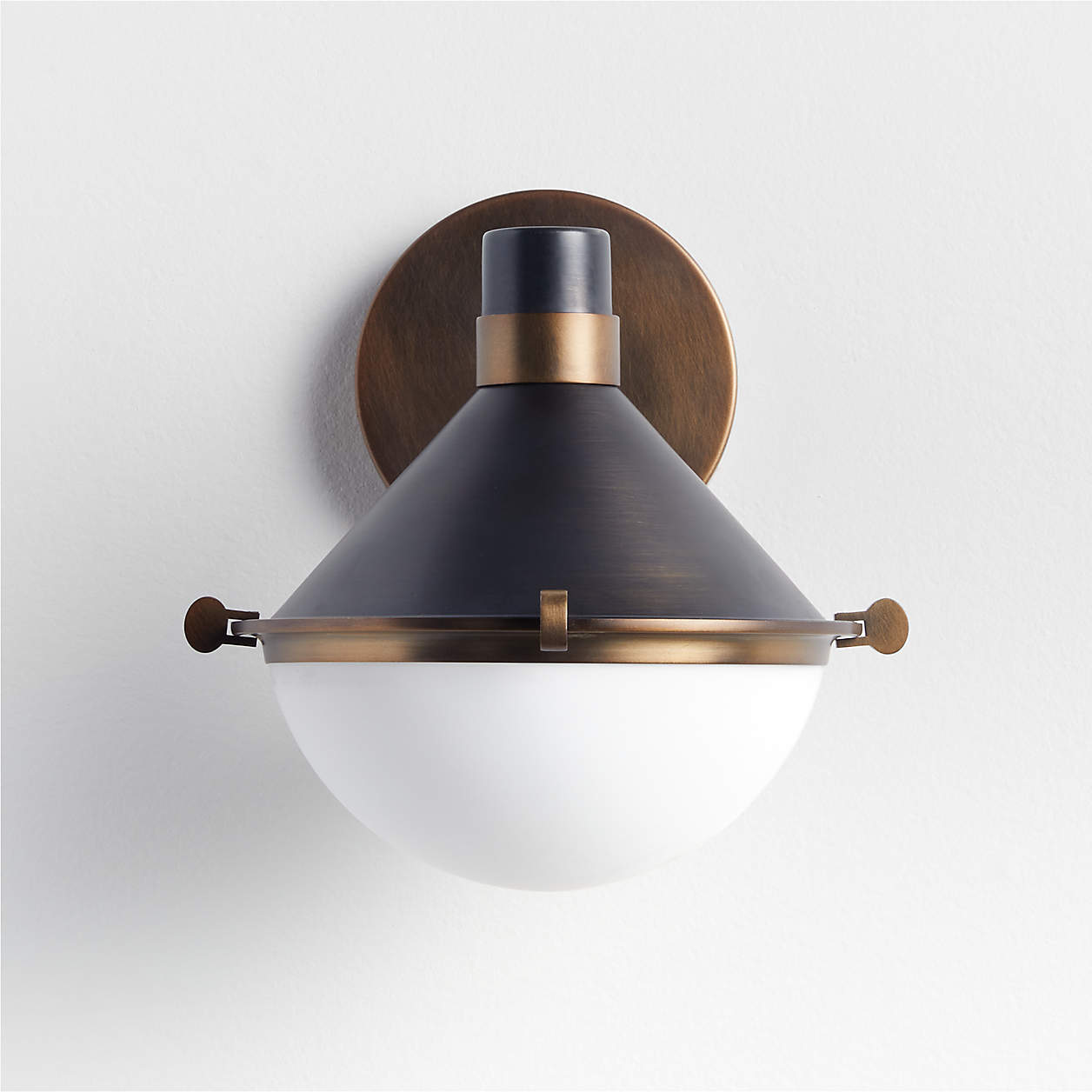Aster Milk Glass And Pewter Wall Sconce Bathroom Vanity Light Crate And Barrel Canada