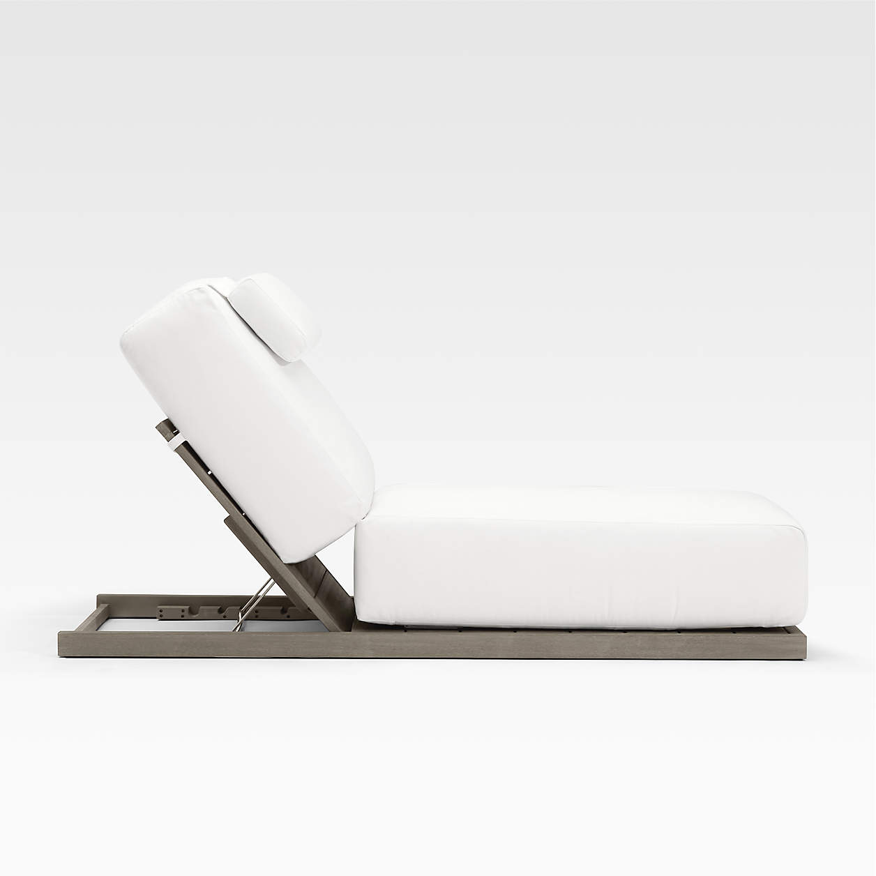 Ashore Grey Solid Mahogany Wood Outdoor Chaise Lounge with White ...