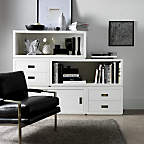 Aspect White Modular Bookcase with Wood Door + Reviews | Crate & Barrel