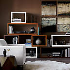 Aspect White Modular Bookcase with Wood Door + Reviews | Crate & Barrel