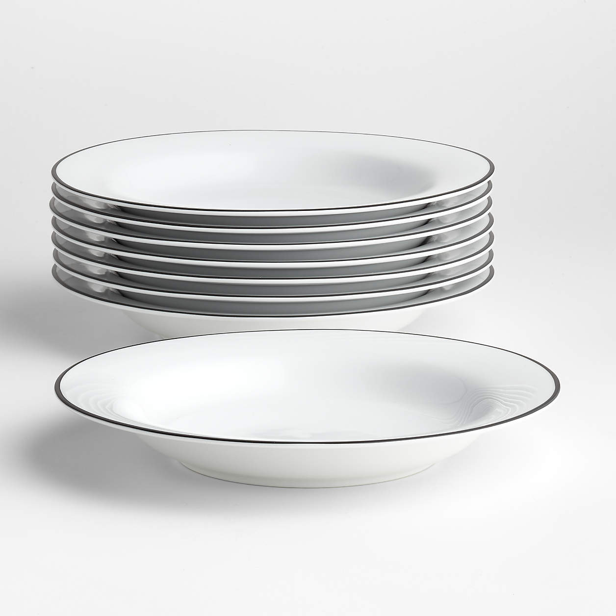 Aspen Rimmed Black Band Low Bowls 9", Set of 8 | Crate & Barrel