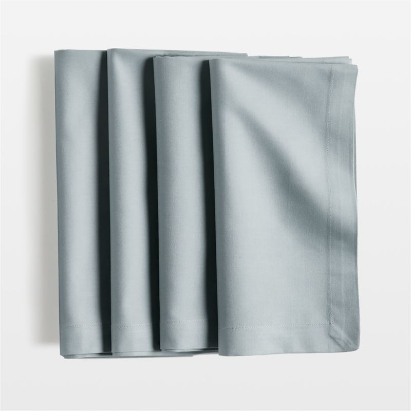Aspen Mist Blue Organic Cotton Napkins, Set of 4 | Crate & Barrel