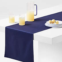 Aspen 120" Deep Indigo Organic Cotton Table Runner + Reviews | Crate & Barrel