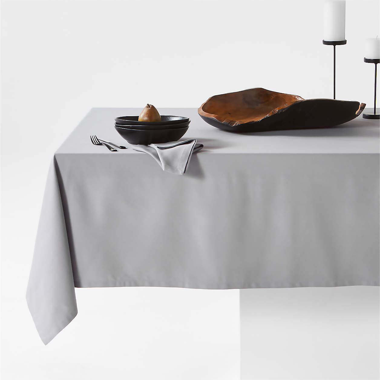 Aspen 60"x120" Metal Grey Organic Cotton Tablecloth + Reviews | Crate ...