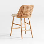 Astrid Upholstered Oak Wood and Rattan Counter Stool with Performance ...