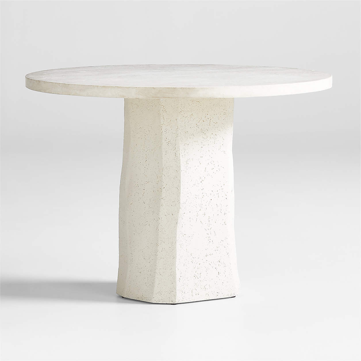Contemplation 41.5" Round White Travertine and Concrete Entryway Table ...
