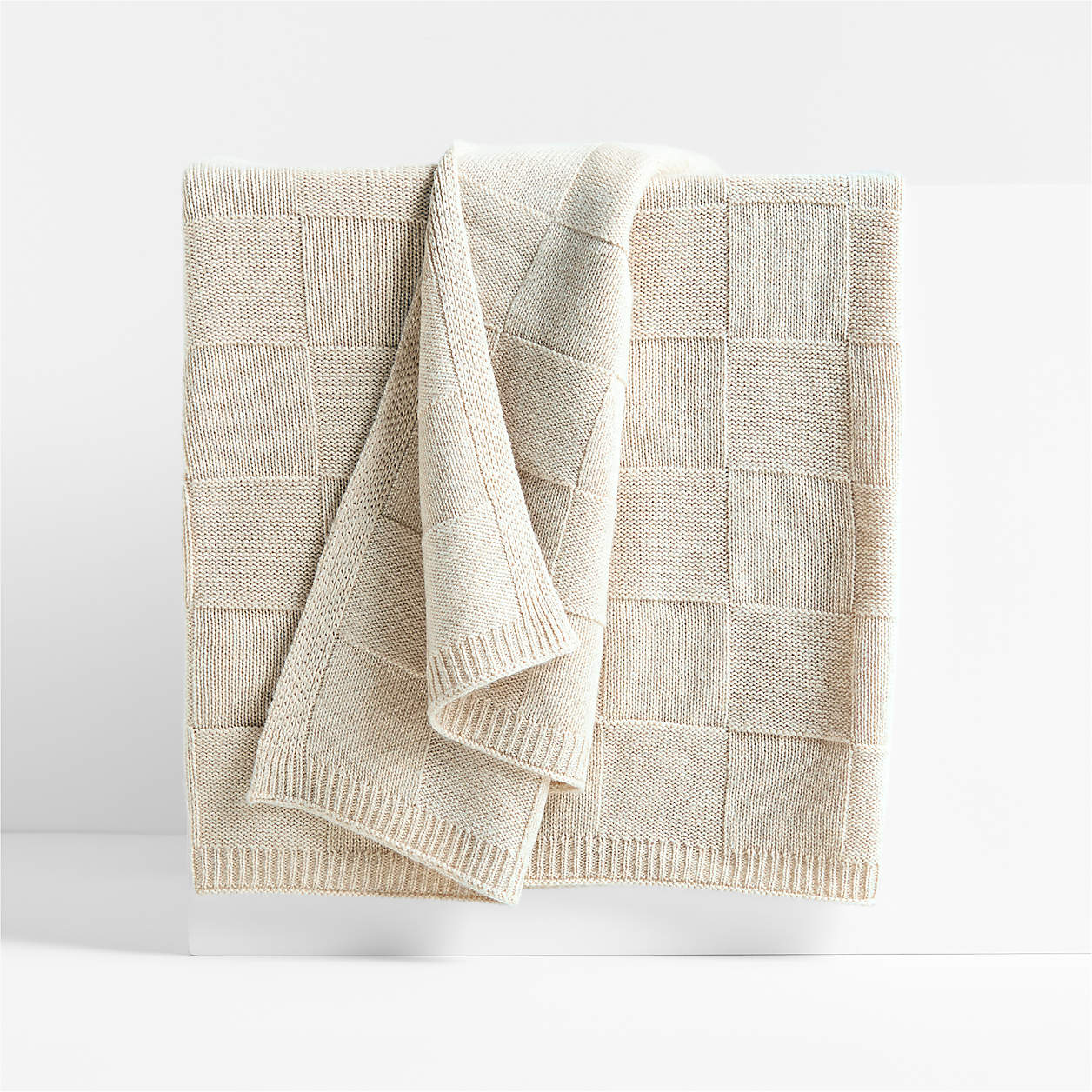 Atticus Square Knit Beige Throw by Jake Arnold + Reviews | Crate ...