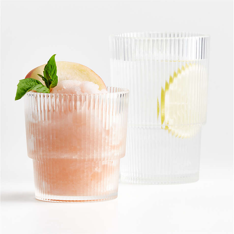 Atwell Acrylic Stackable Ribbed Glasses | Crate & Barrel Canada