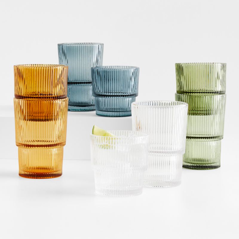 Atwell Stackable Ribbed Glasses | Crate & Barrel Canada