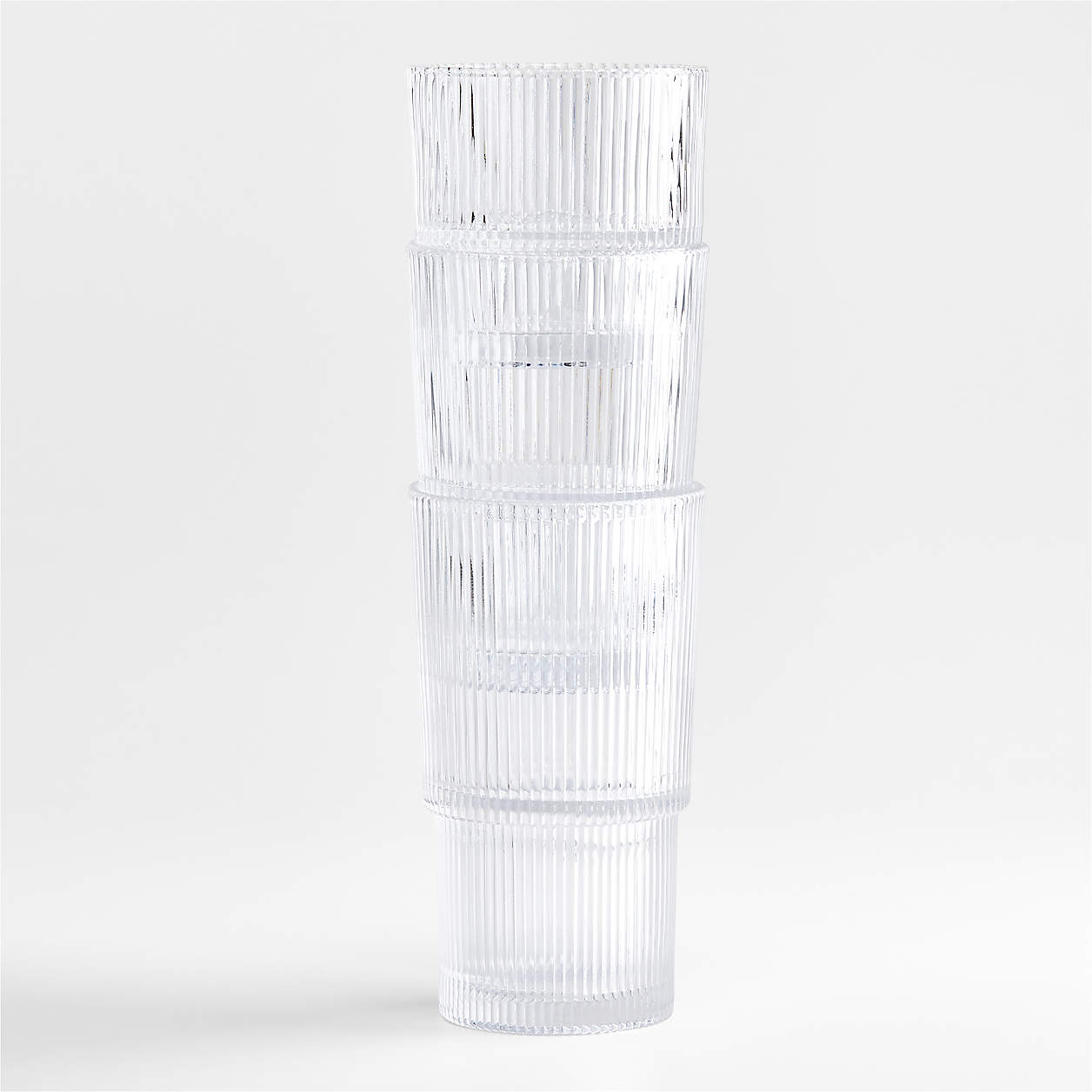 Atwell Stackable Textured Ribbed Drink Glasses | Crate & Barrel