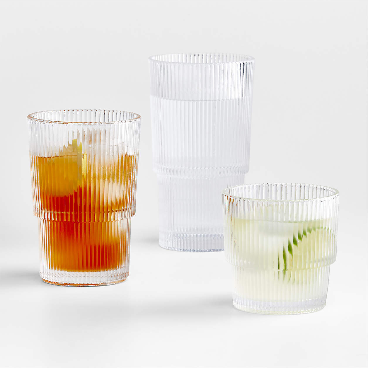 Atwell Stackable Textured Ribbed Drink Glasses | Crate & Barrel