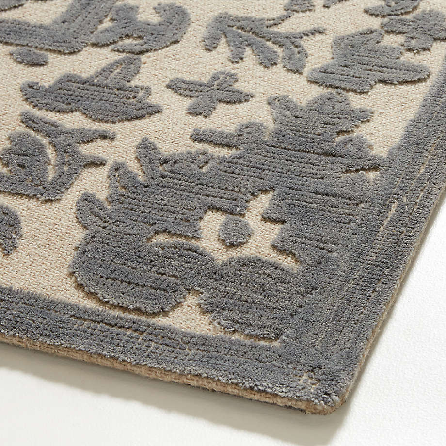 Avalon Wool Hand-Knotted Light Grey Rug Swatch 12"x18" | Crate & Barrel