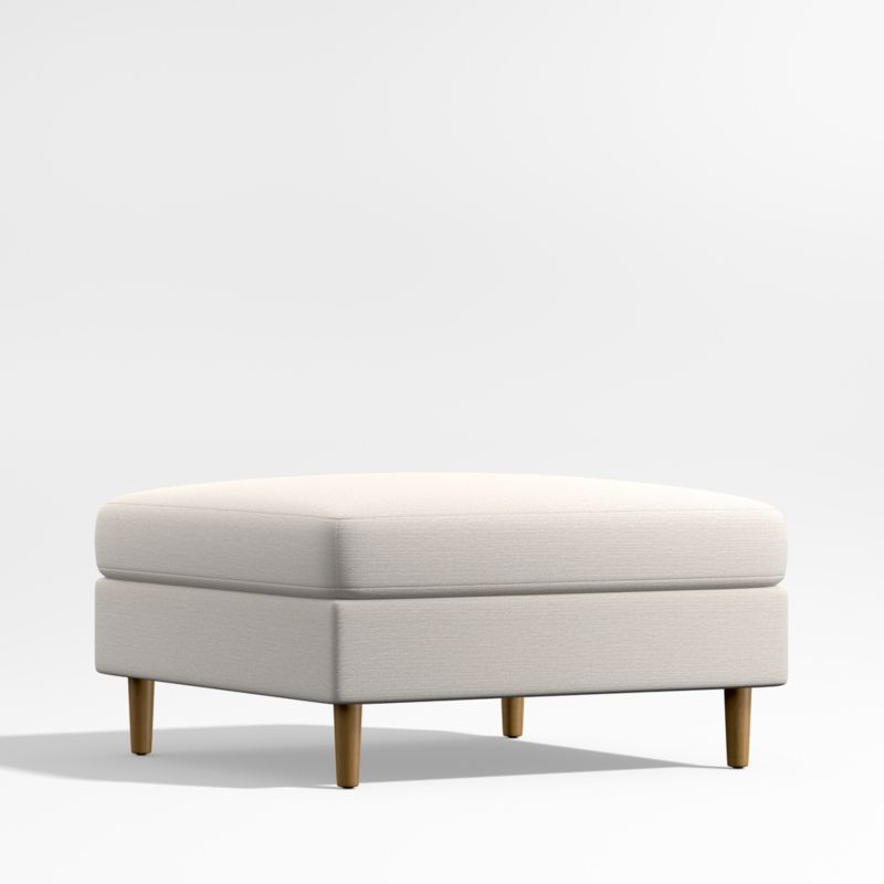 Avondale Wood Leg Ottoman + Reviews | Crate & Barrel