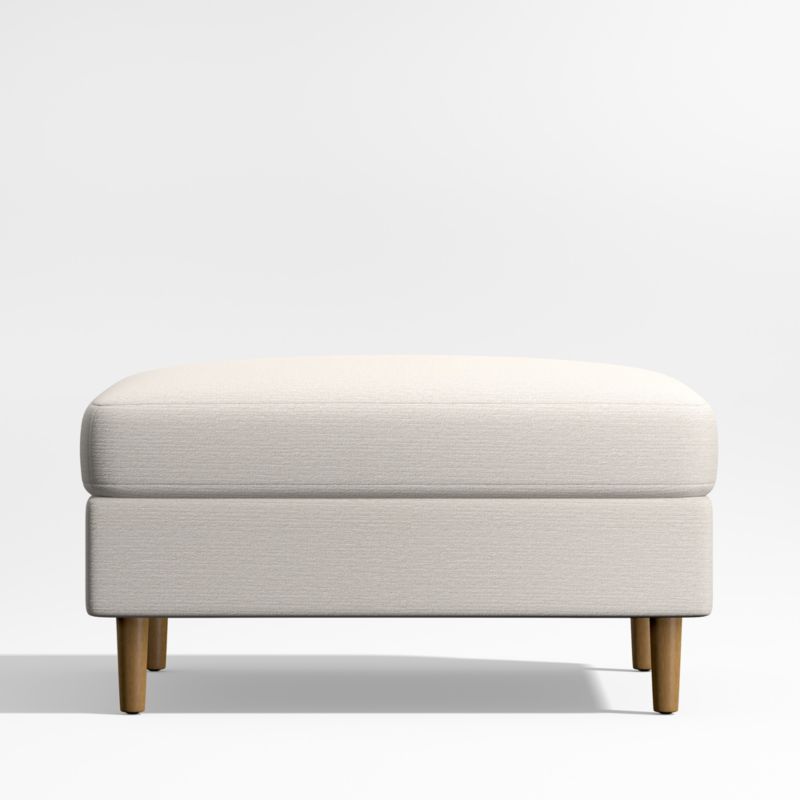 Avondale Wood Leg Ottoman + Reviews | Crate & Barrel
