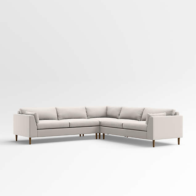 Avondale Wood Leg 3-Piece Sectional + Reviews | Crate & Barrel
