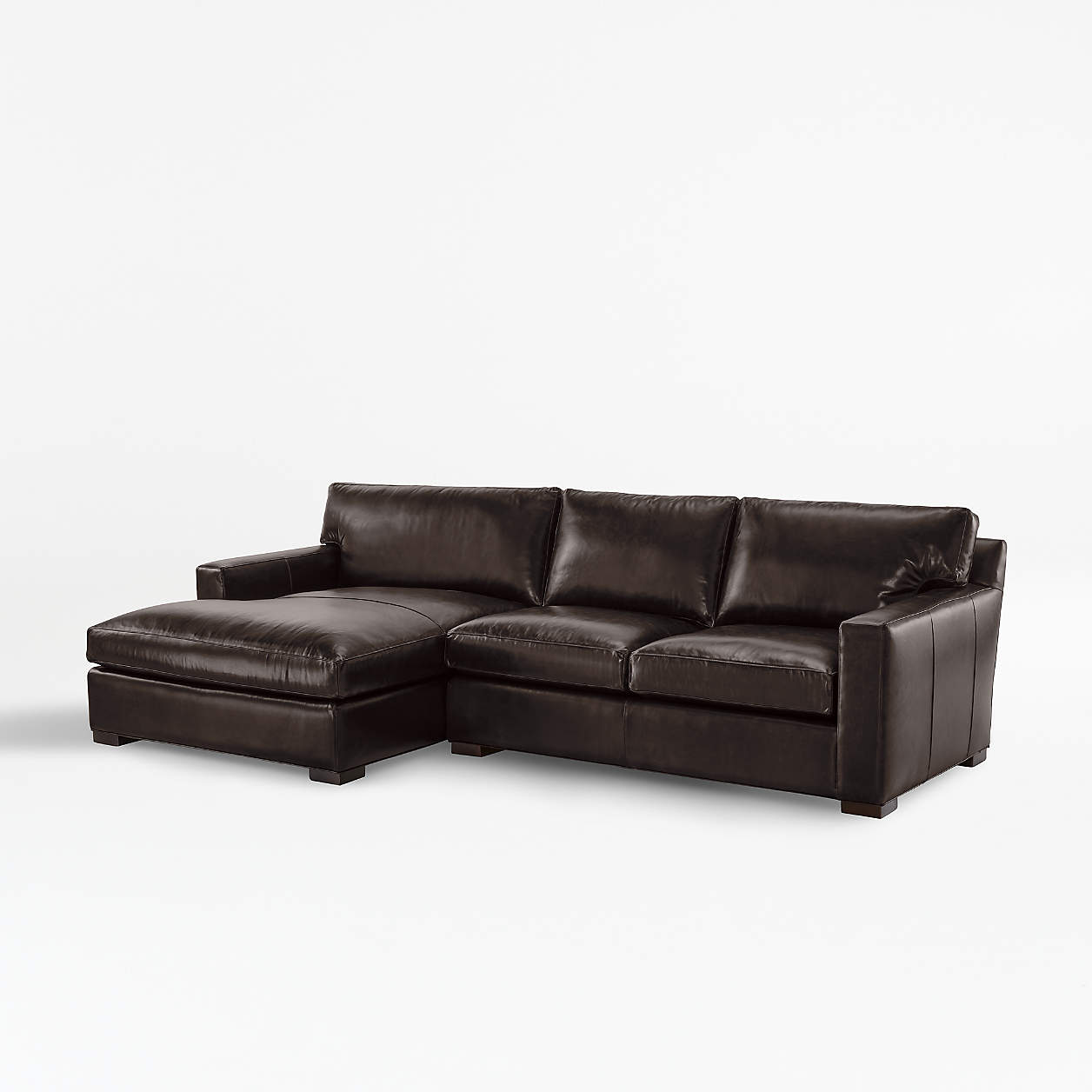 Axis Leather 2-Piece Left Arm Double Chaise Sectional Sofa | Crate & Barrel